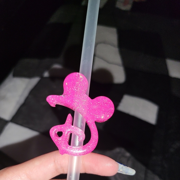 Handmade | Other | Disney Pink Glitter Straw Topper | Poshmark